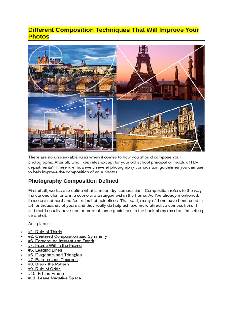 Different Composition Techniques That Will Improve Your Photos | PDF ...