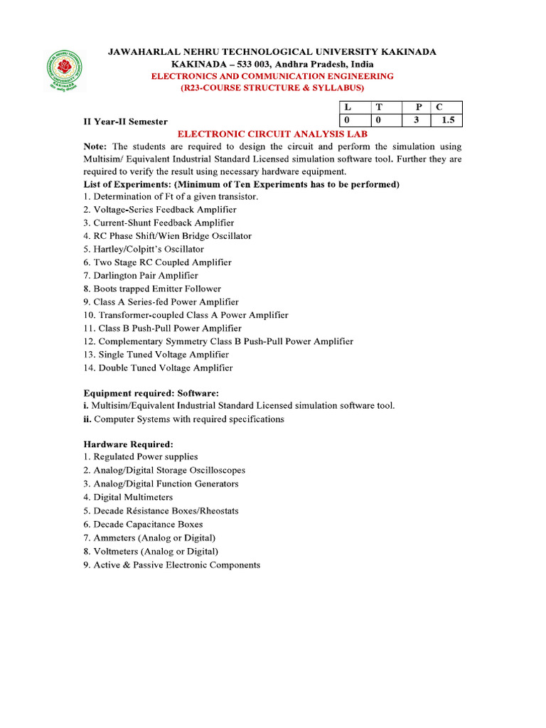 ECA LAB Syllabus | PDF
