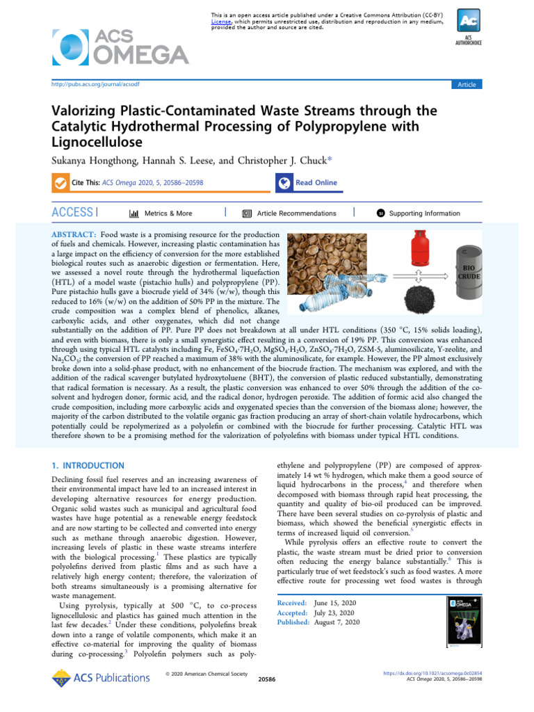 Valorizing Plastic-Contaminated Waste Streams Through The Catalytic ...