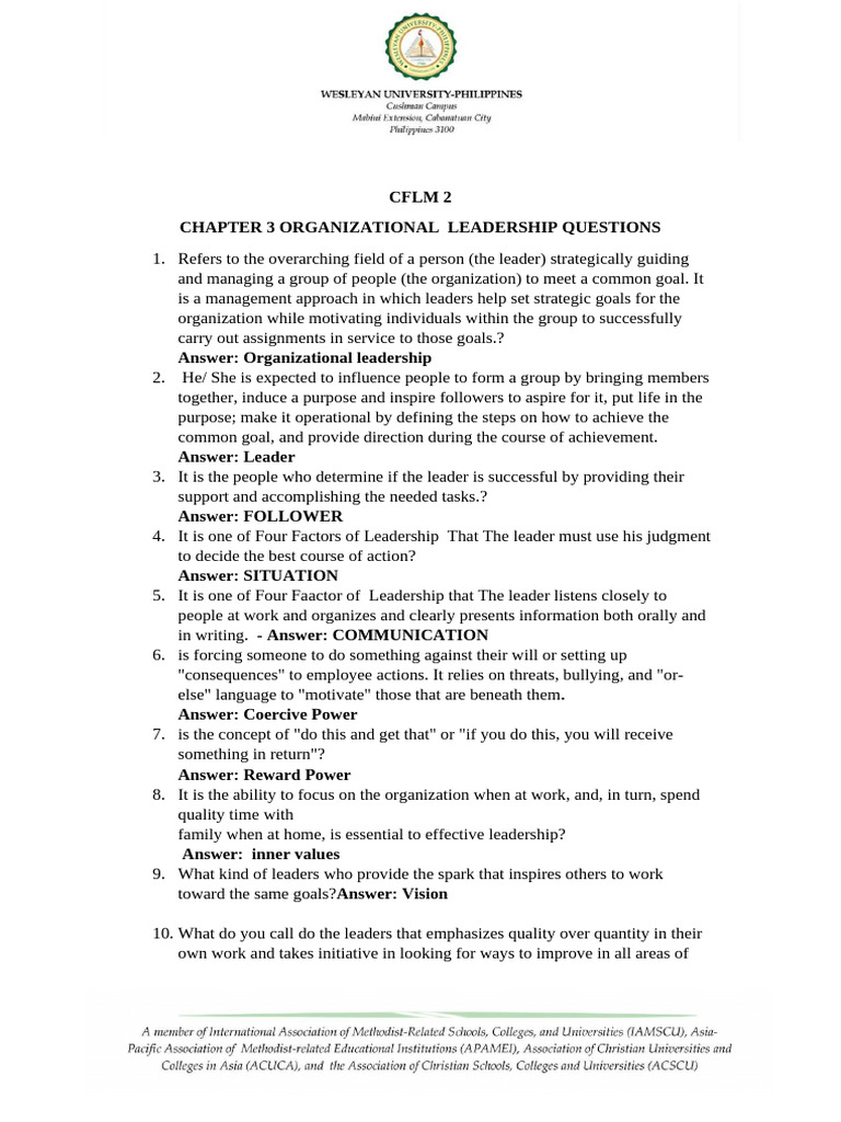 CFLM 2 Chapter 3 Question 2 | PDF | Leadership | Power (Social And Political)