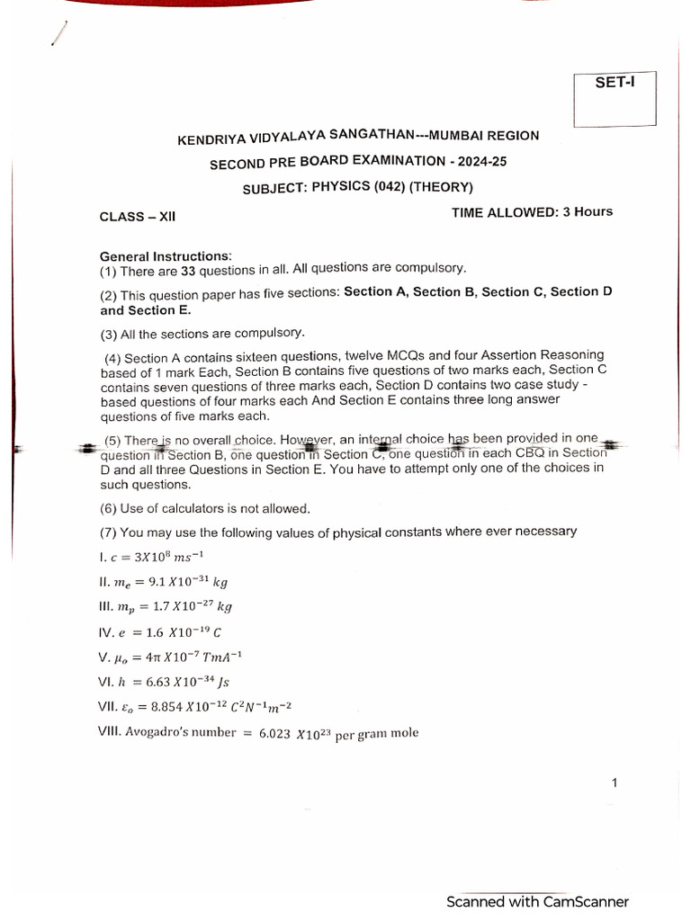 Physics PB-2 Mumbai Region 2024-25 | PDF