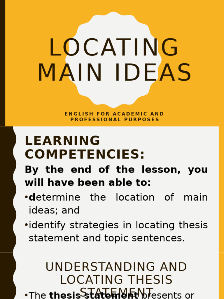 Locating Main Ideas | PDF | Paragraph | Thesis