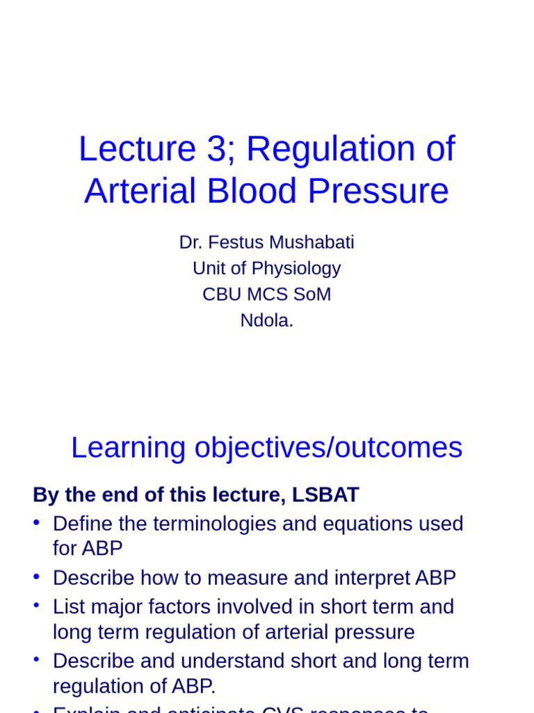 07-Lecture 3 - BP Regulation and Shock and Heart Failure | PDF | Blood ...