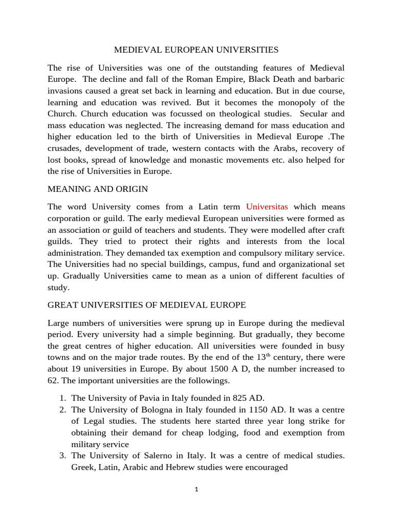 Medieval European Universities | PDF | University