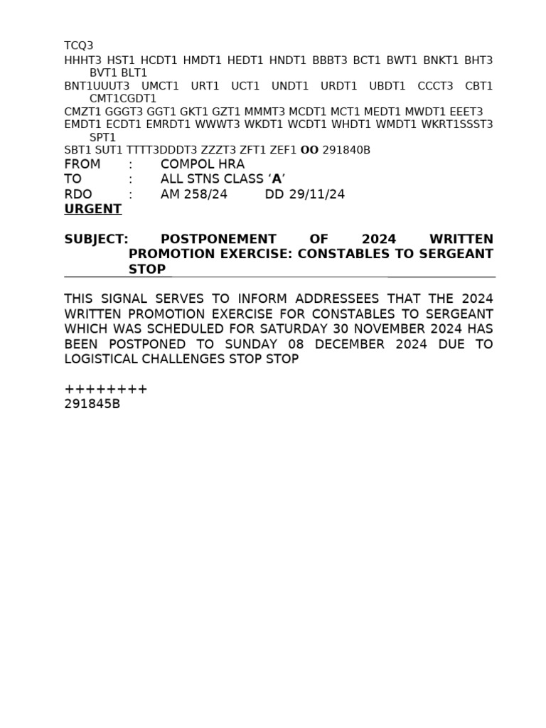 Postponement of Written Constables 2024 | PDF