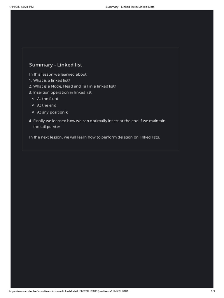 Linked List Basics & Insertion | PDF