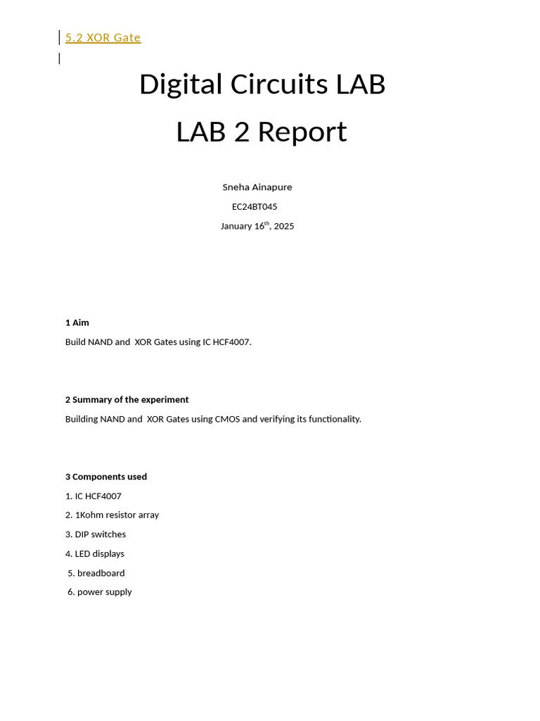 Digital Circuits LAB | PDF