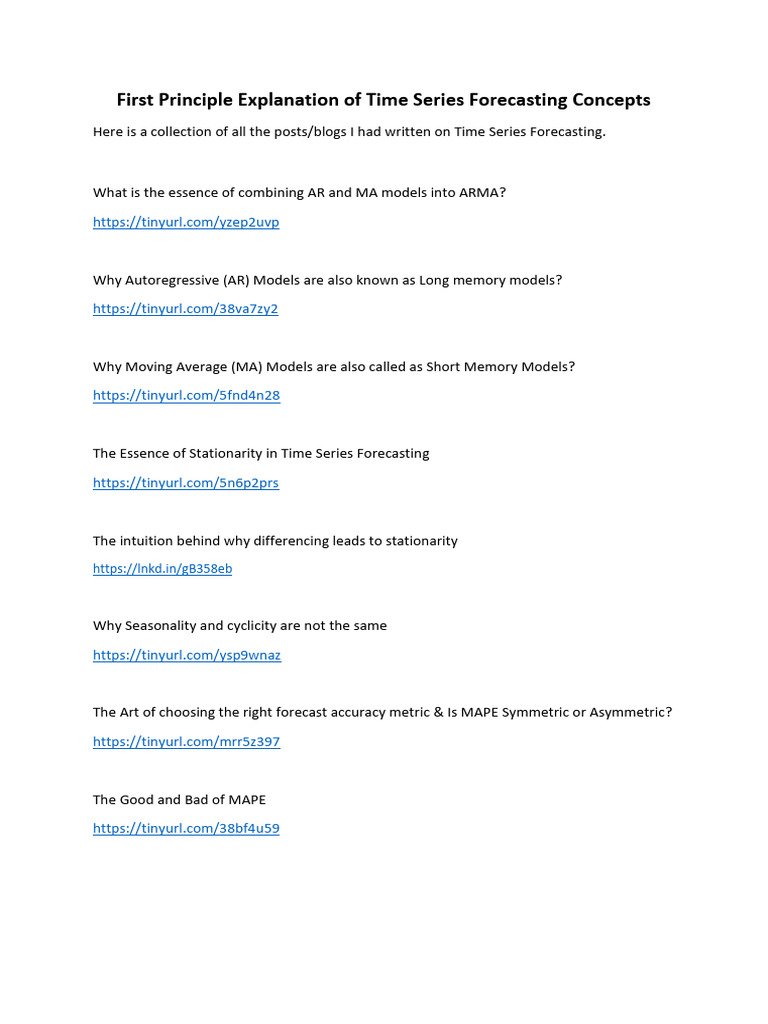 First Principles Explanation of Time Series Forecasting 1717081149 | PDF