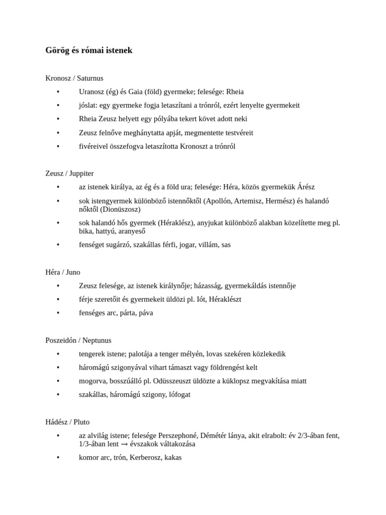 Görög És Római Istenek | PDF