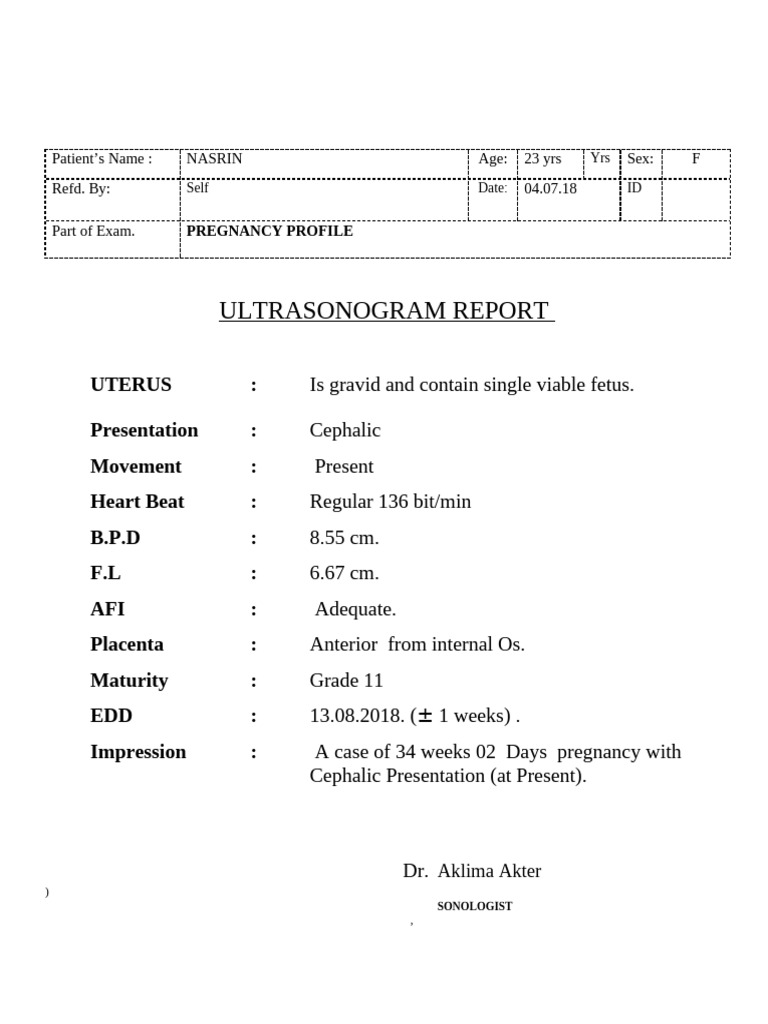 Usg of Pregnancy Profile | PDF