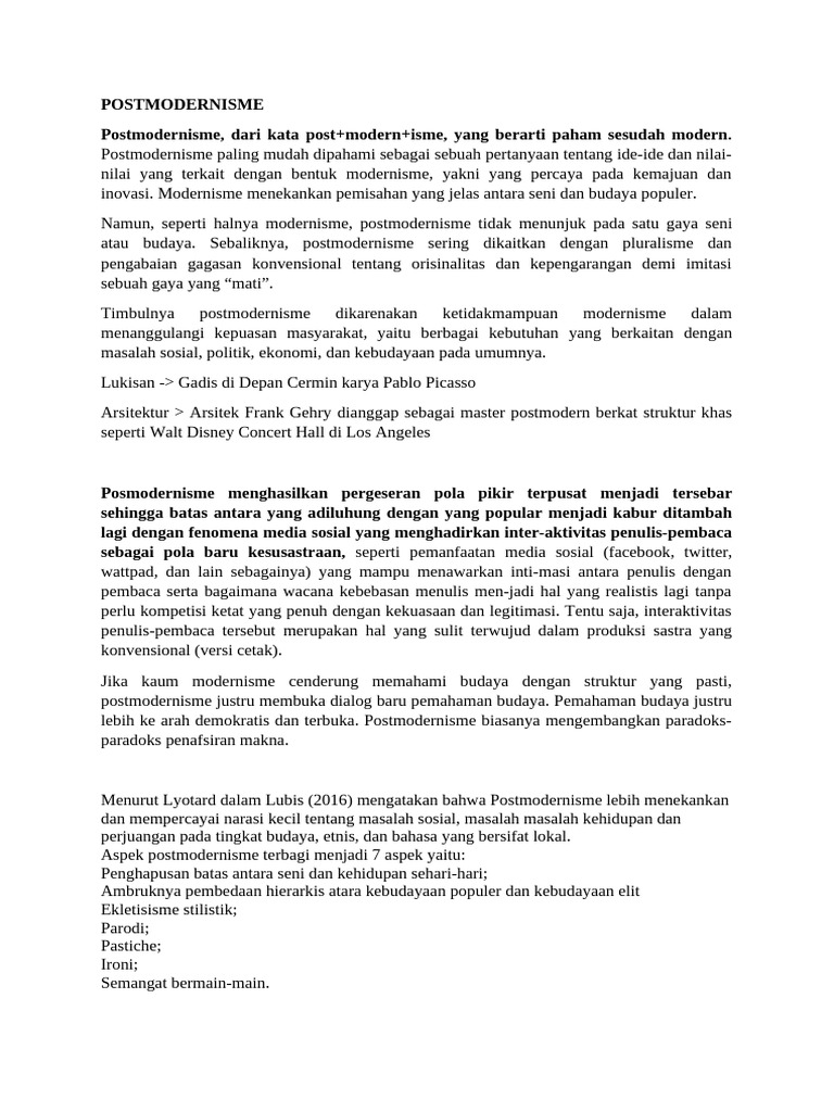 Memahami Postmodernisme | PDF