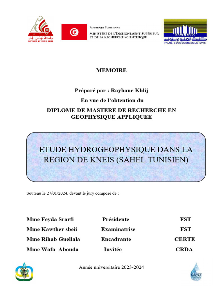 Étude hydrogéophysique à Knaies | PDF | Forage | Climat