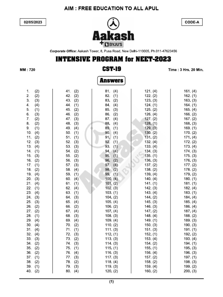 CST-19 Answer Key | PDF