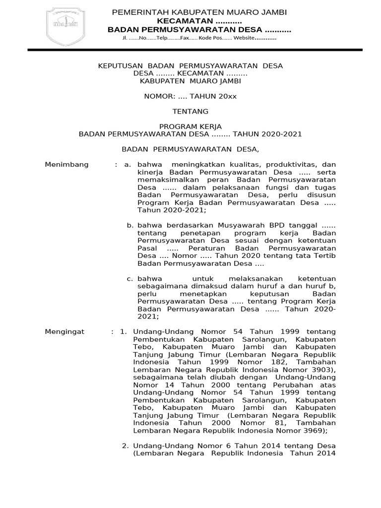 SK BPD Prgram Kerja | PDF