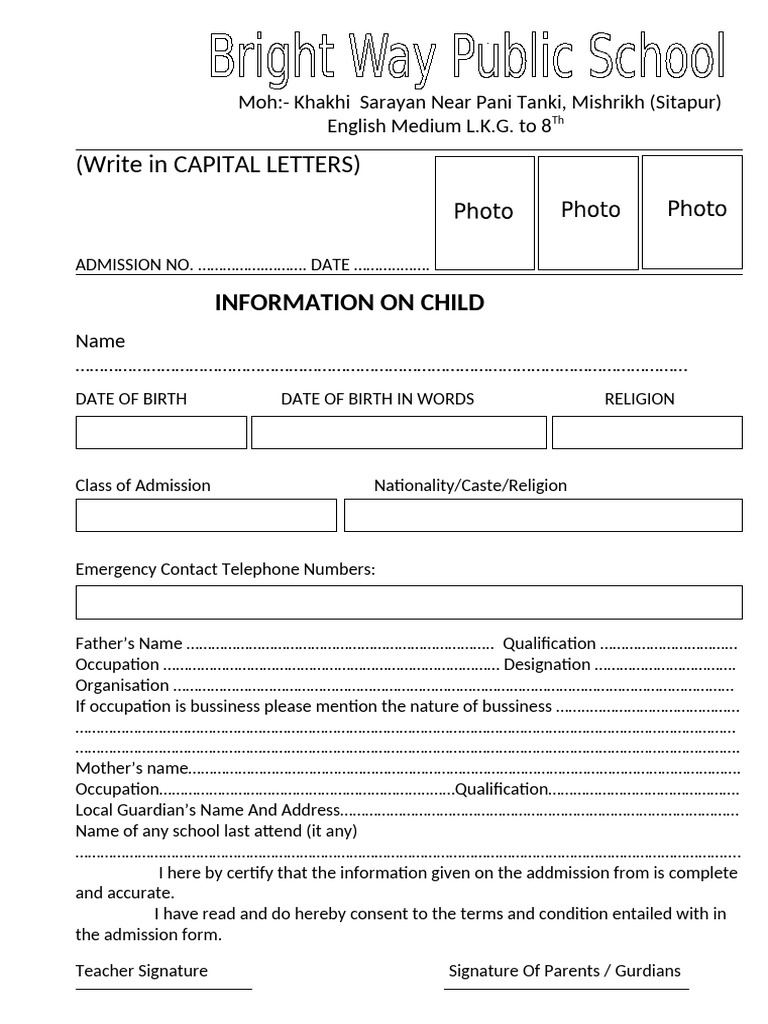 Bright Way Form 2 | PDF