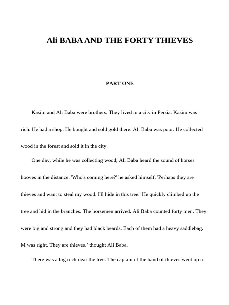 Ali BaBa and The Forty Thieves | PDF