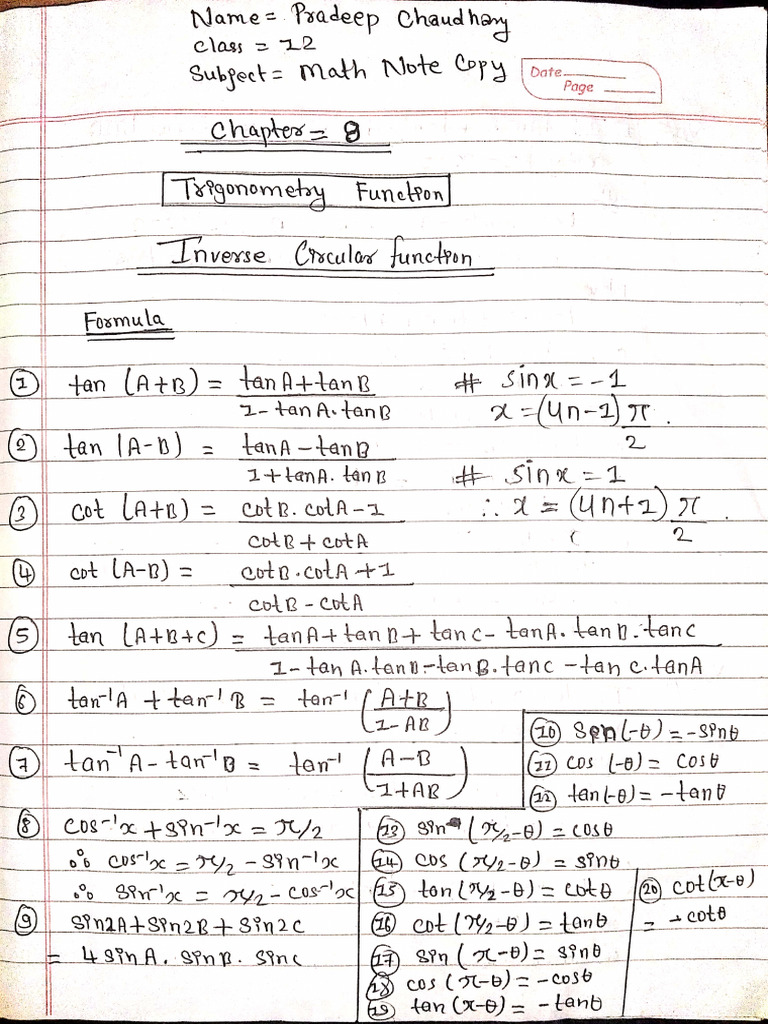 Trigonometry Class 12 | PDF