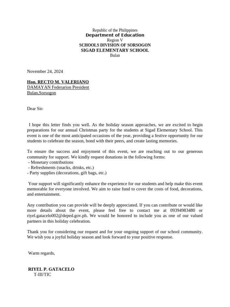 Christmas Party Solicitation | PDF