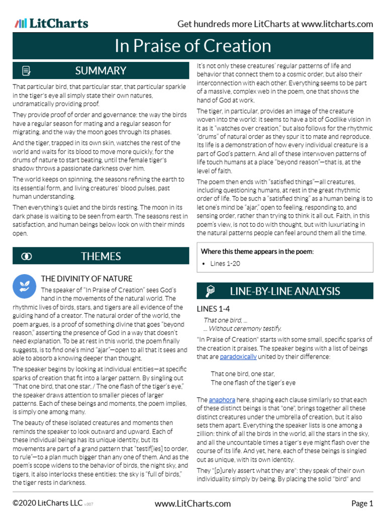 Elizabeth Jennings' Divine Creation Poem | PDF | Poetry | Thought