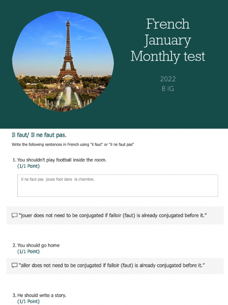 French January Monthly Test | PDF