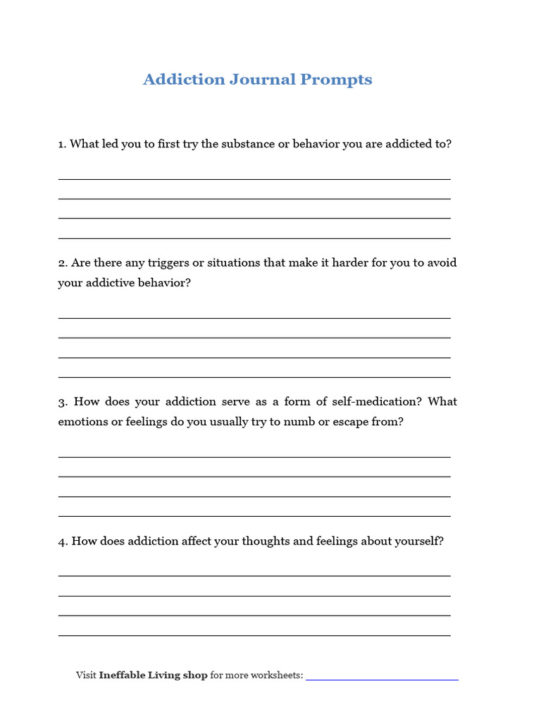 Addiction Reflection Journal Prompts | PDF