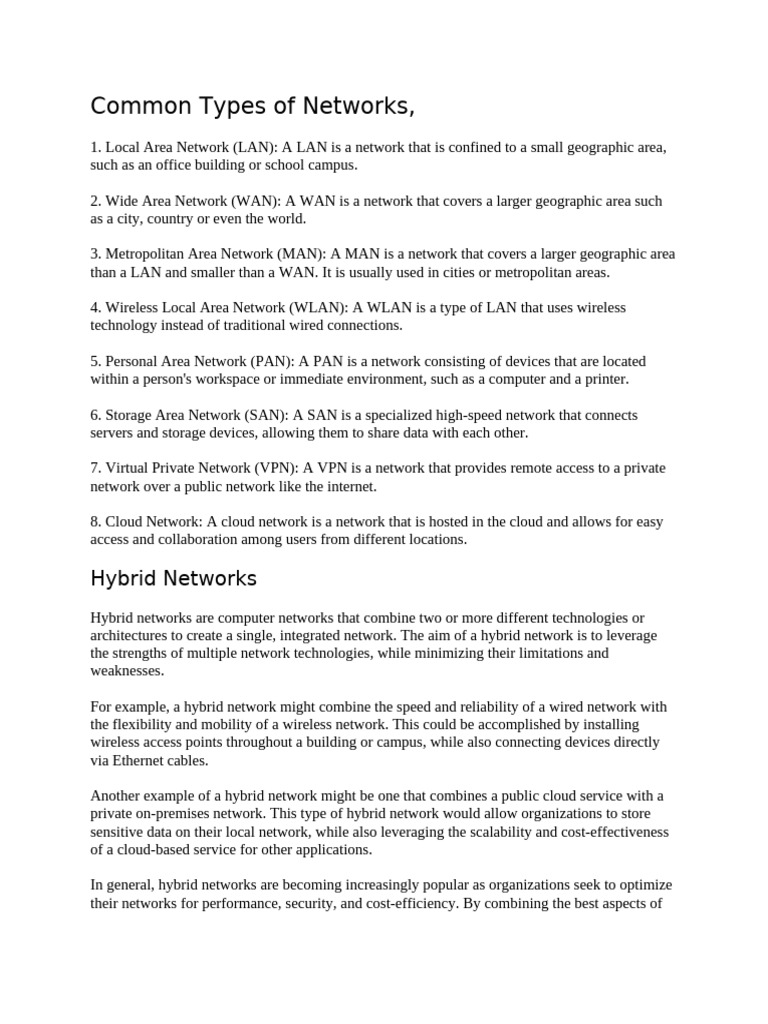 Common Types of Networks | PDF | Computer Network | Network Topology