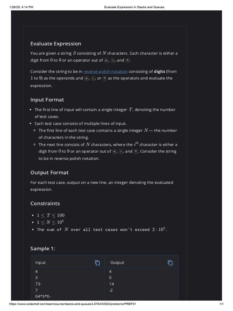 Evaluate Expression in Stacks and Queues | PDF