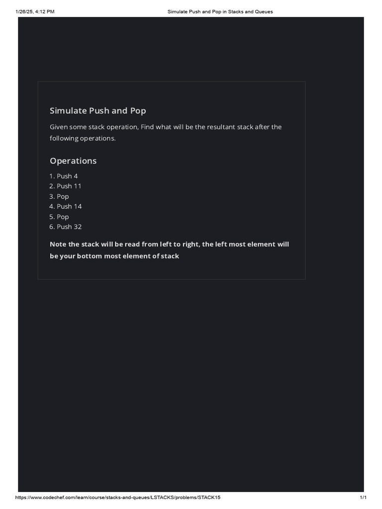 Simulate Push and Pop in Stacks and Queues | PDF