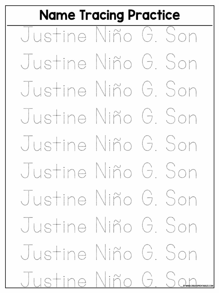 CreatePrintables.com Name Tracing Practice B60C 8651 11A6 | PDF