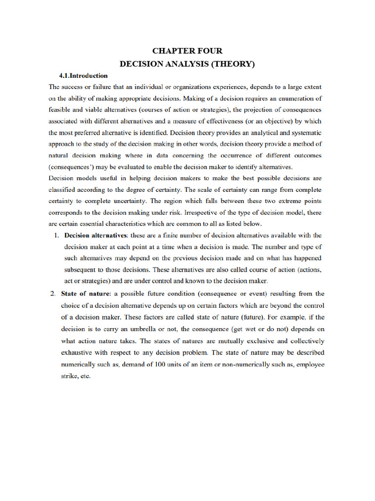 Ch- 4 Decision Theory | PDF | Decision Making | Decision Theory