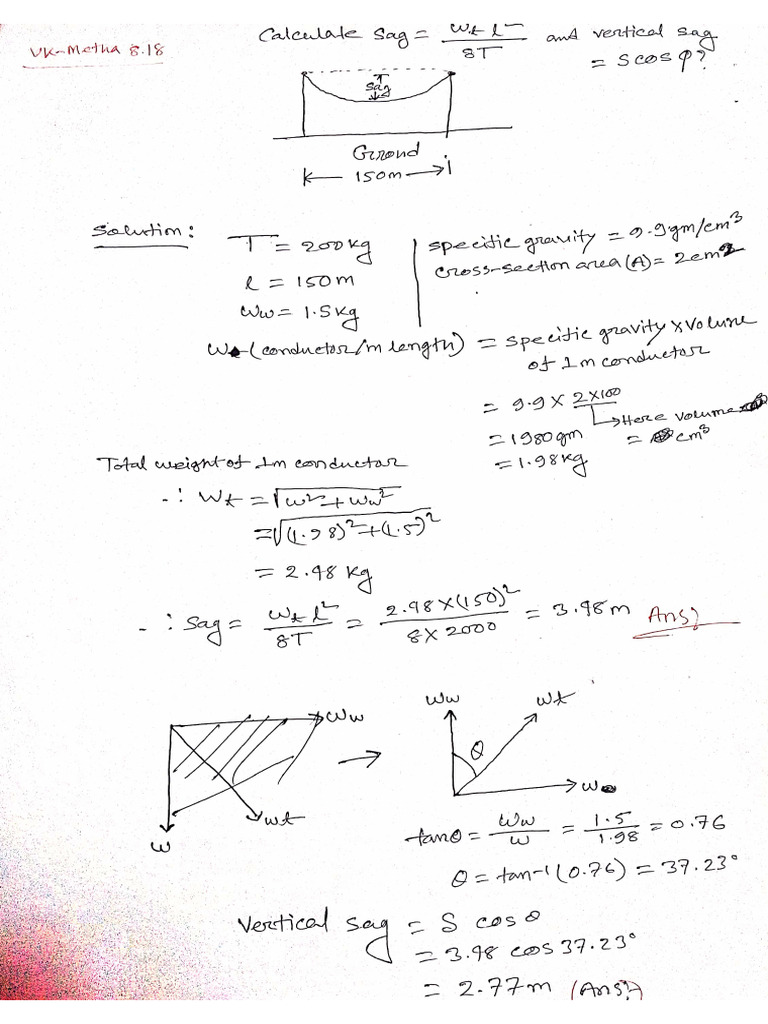 Sag Calculation from Vk metha CH-08 | PDF