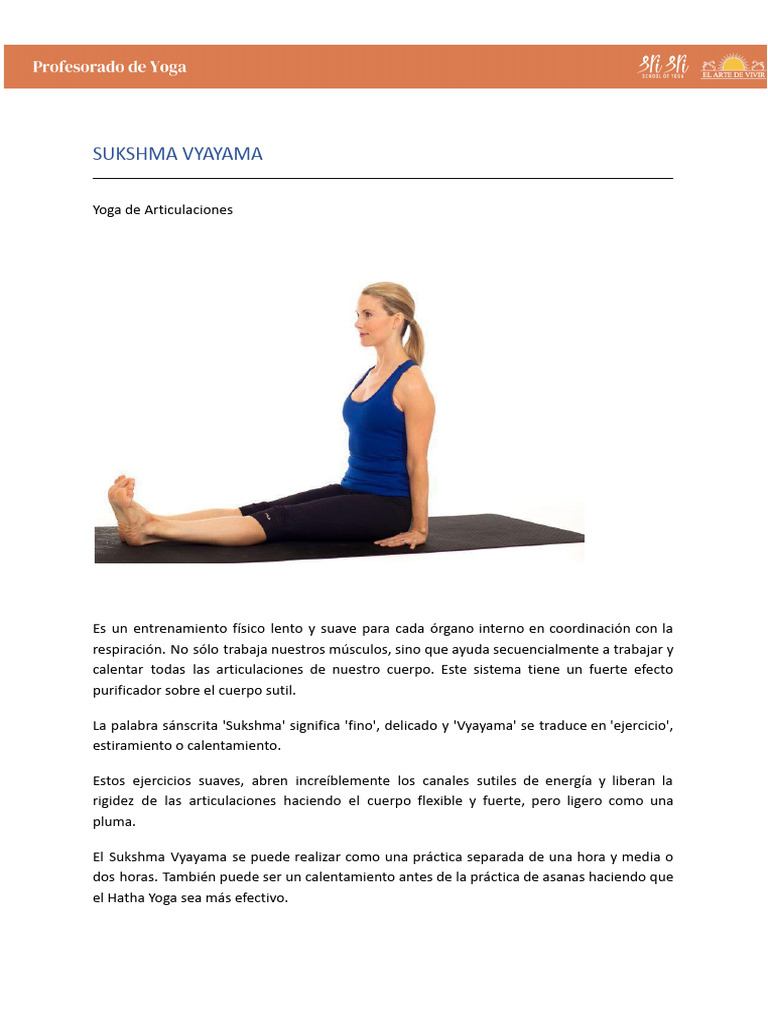 Beneficios del Sukshma Vyayama en Yoga | PDF | Rodilla | Mano