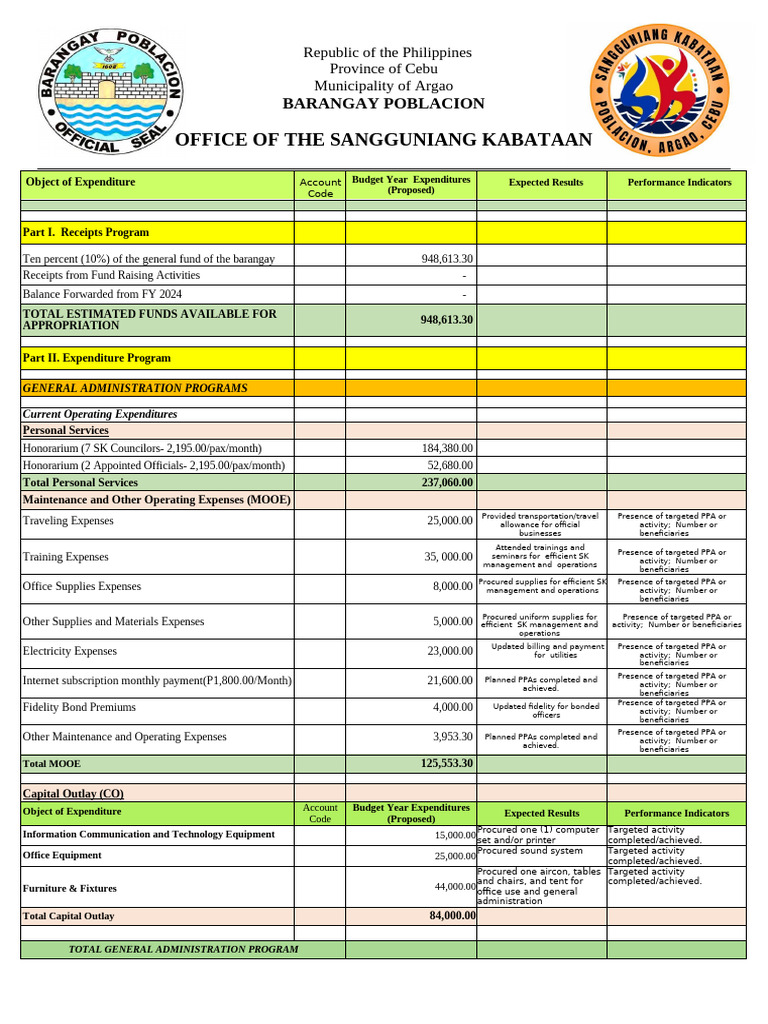 2024 Sample Budget Ps App Abyip Cbydp | PDF | Expense
