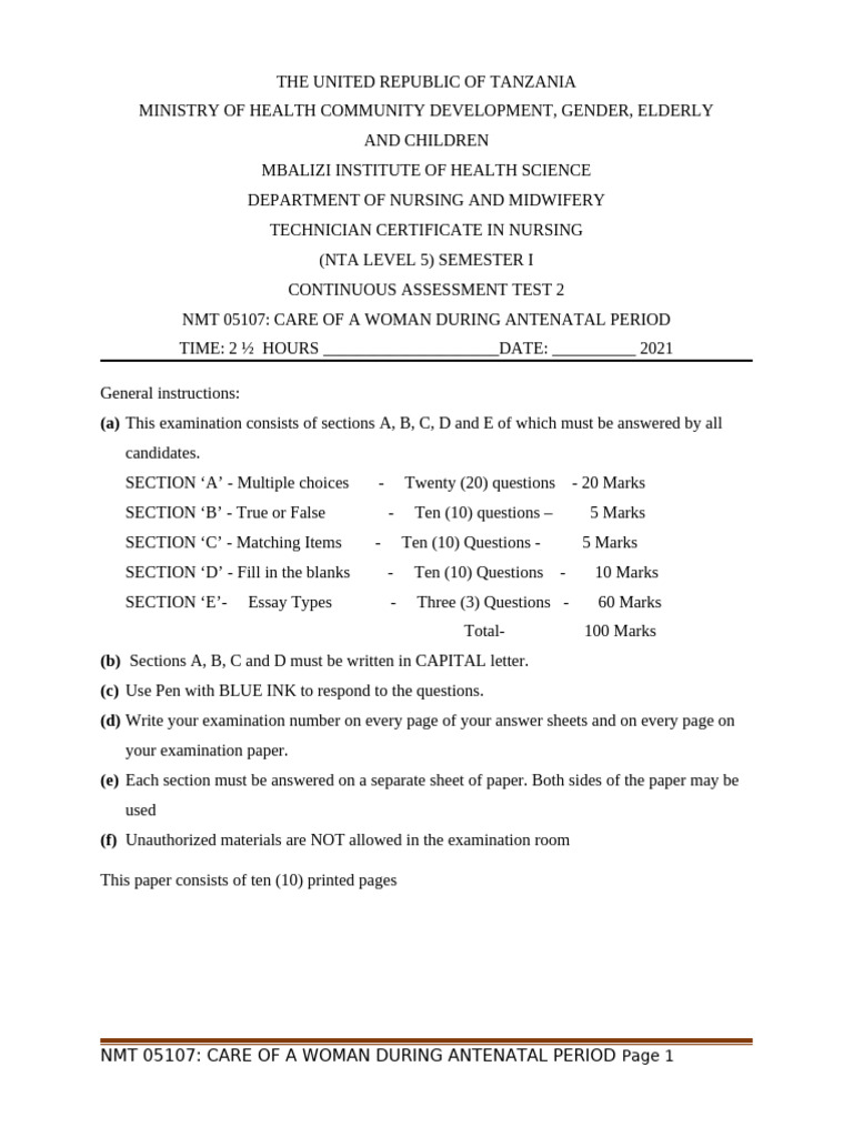 Antenatal Care CAT 2 A-2-1 | PDF | Pregnancy | Prenatal Development