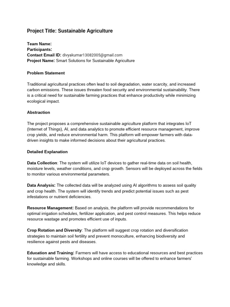 Divya Project Doc | PDF | Agriculture | Sustainable Agriculture