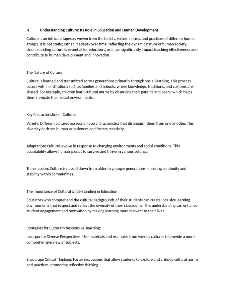 H Understanding Culture | PDF | Learning | Social Psychology