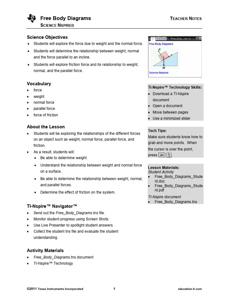 Free Body Diagrams Teacher | PDF | Force | Weight