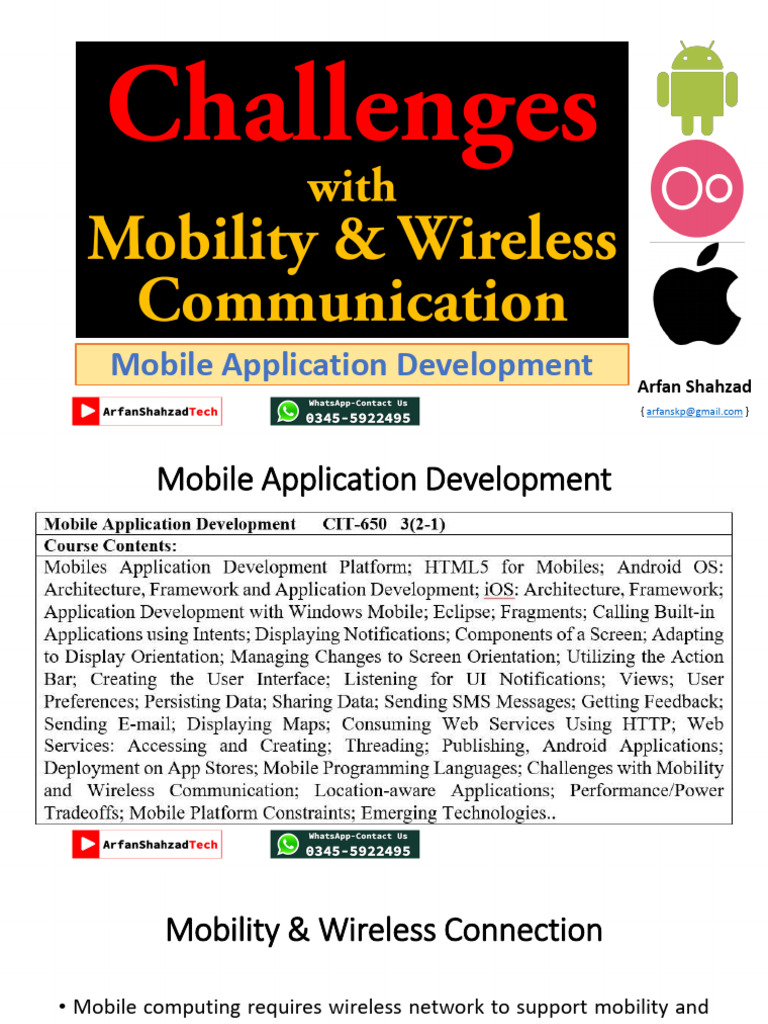 MobApp 23- Challenges with Mobility and Wireless Communication | PDF