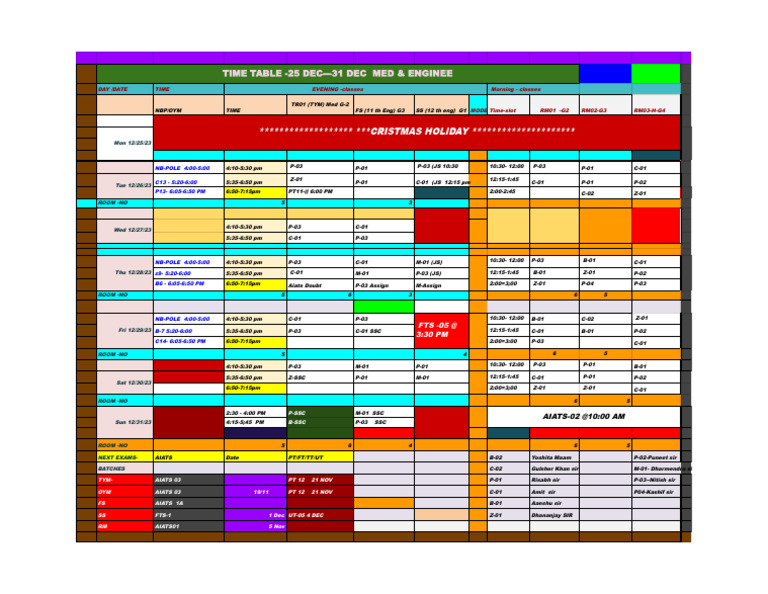 TIME TABLE-25-12-2023 Updated | PDF