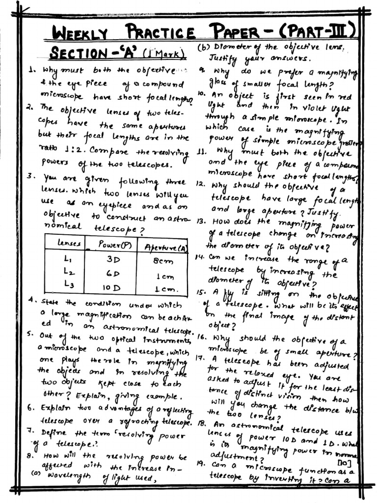 Assignment 9C (Optical Instruments) | PDF