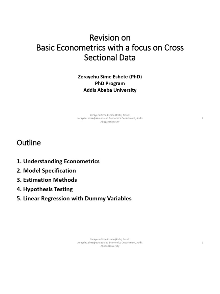 1.Cross Sectional Econometrics -2017 | PDF | Econometrics | Regression Analysis