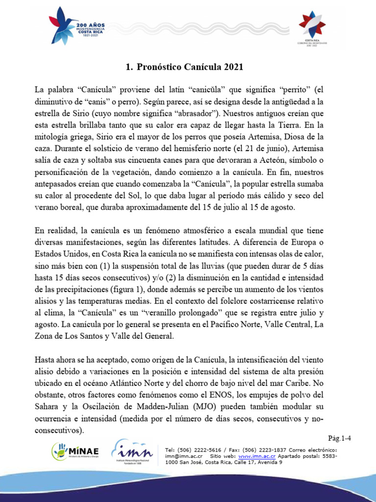 Pronóstico Canícula 2021 | PDF