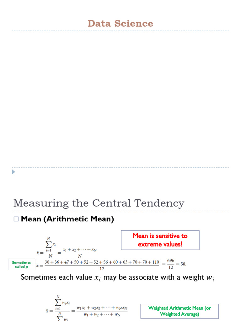 DS-Lecture-3a-Data-Central Tendency | PDF | Mathematical Analysis ...