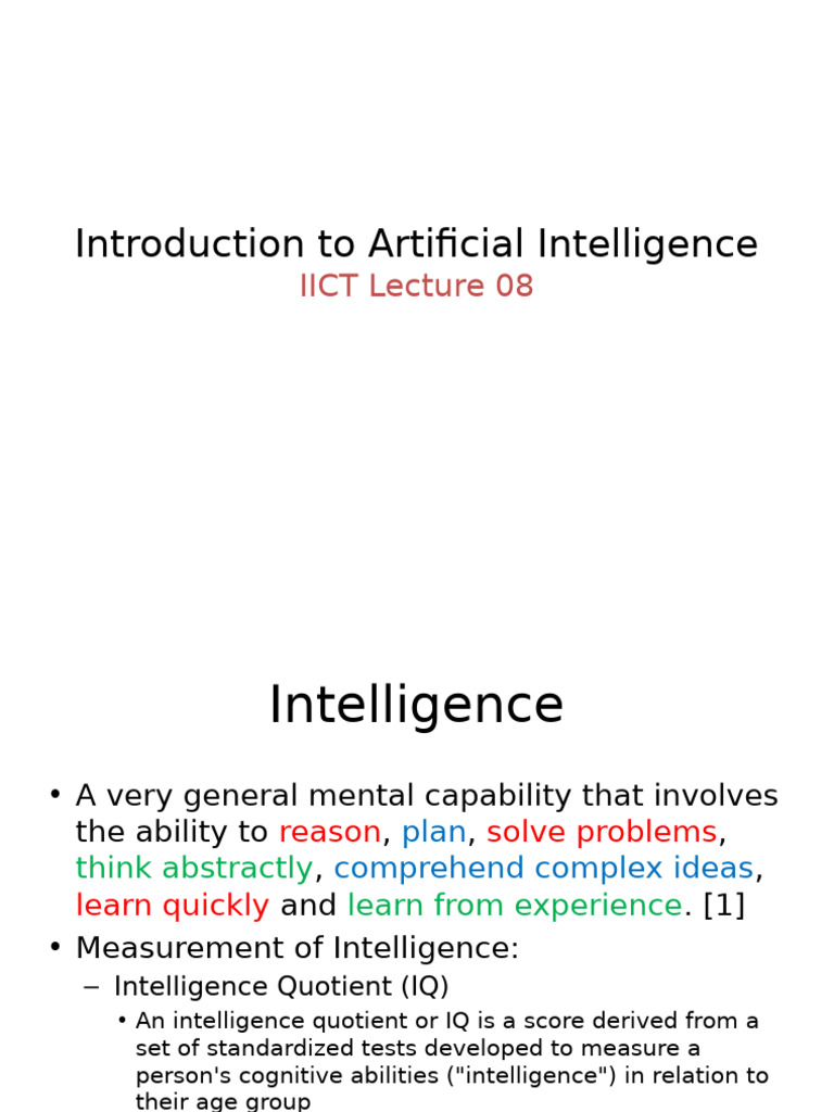 9- Intro to AI | PDF | Intelligence | Artificial Intelligence