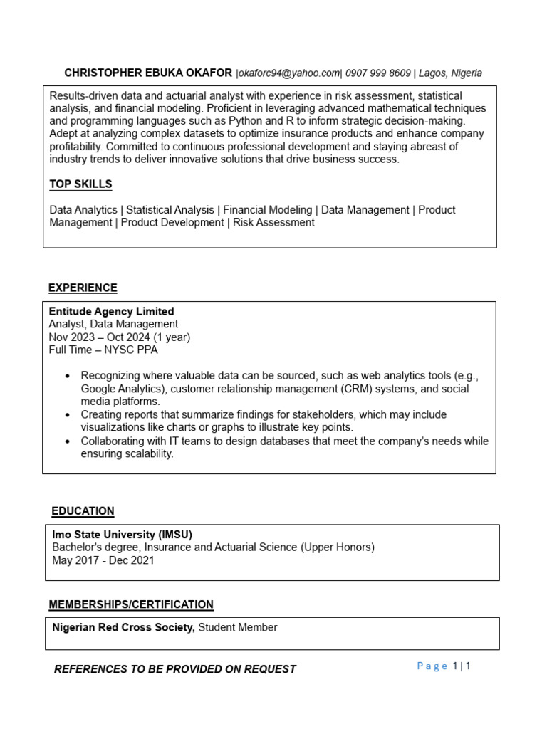 CHRISTOPHER EBUKA OKAFOR CV | PDF