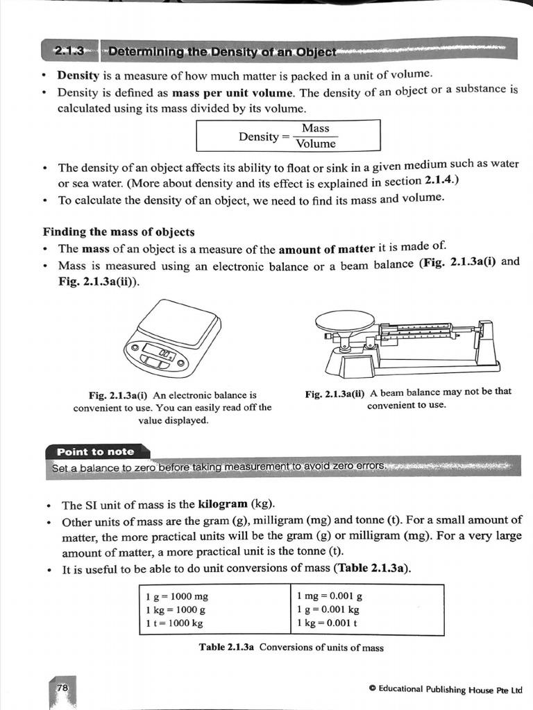 Secondary 1 G2 - 3 Science - Density | PDF | Volume | Density