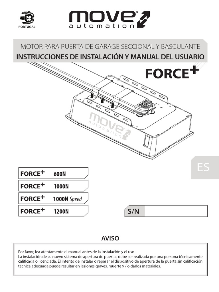 Manual de Instalación Motor Puerta Garaje | PDF | Control remoto | Residuos