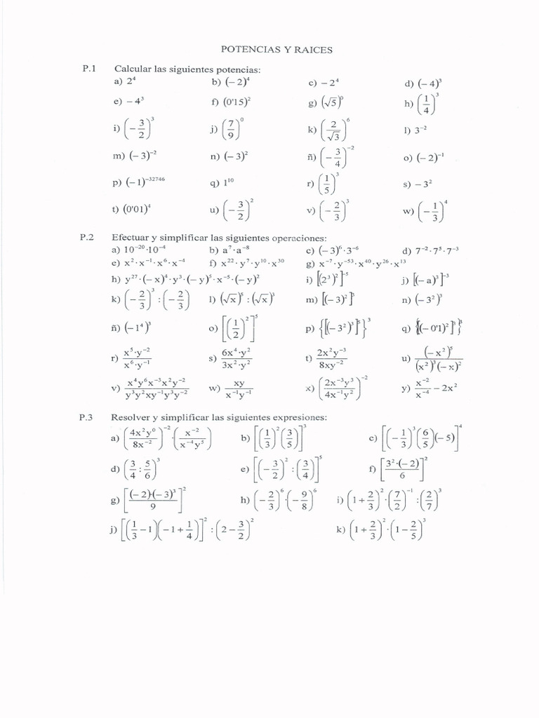 3º Eso Potencias y Raices | PDF