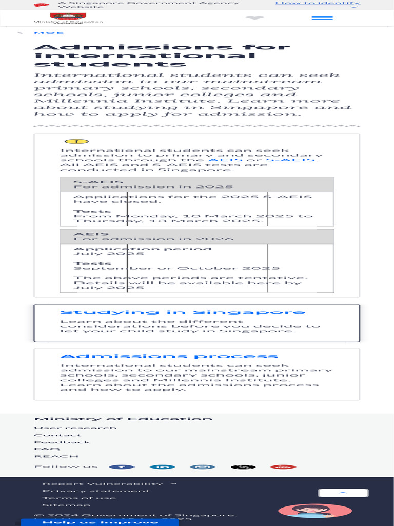 MOE Admissions for International Students | PDF