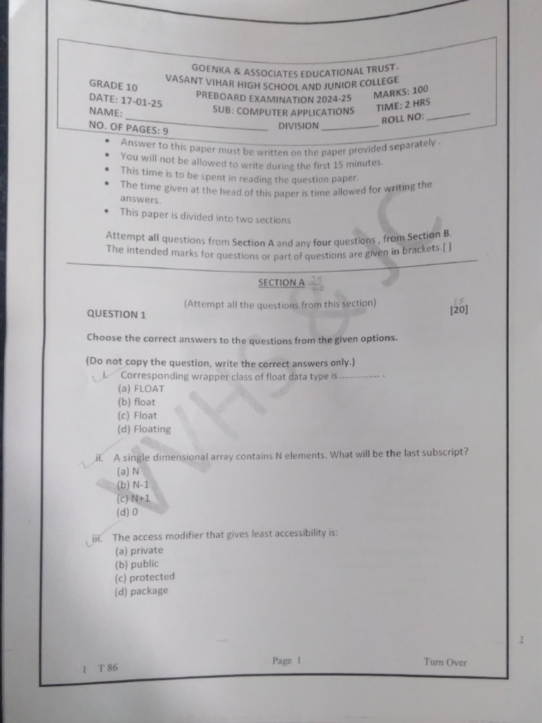 Grade 10 Computer Applications Exam | PDF | Grammar | Computer Programming